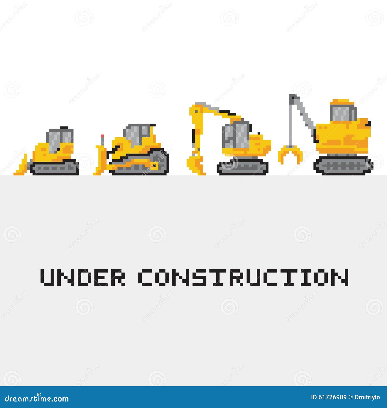 Under Construction Vehicles Vector Set In Pixel Stock Vector - Image ...