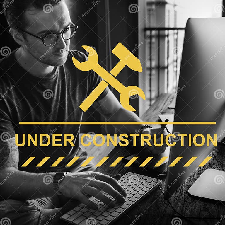 Under Construction Warning Sign Icon Concept Stock Image - Image of ...