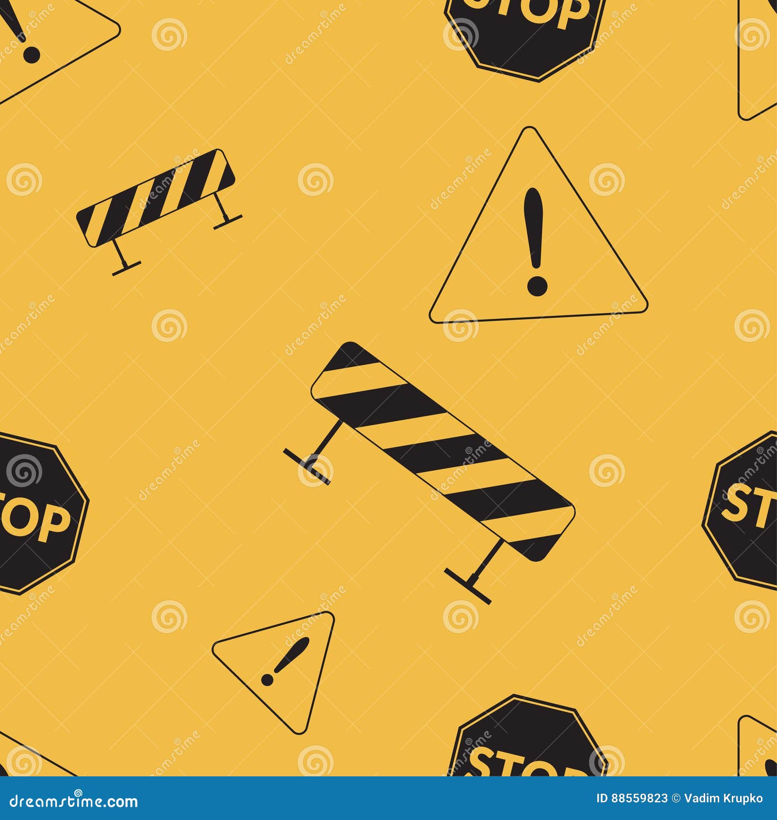 Under Construction. Warning Signs. Pattern Vector Illustration. Stock ...
