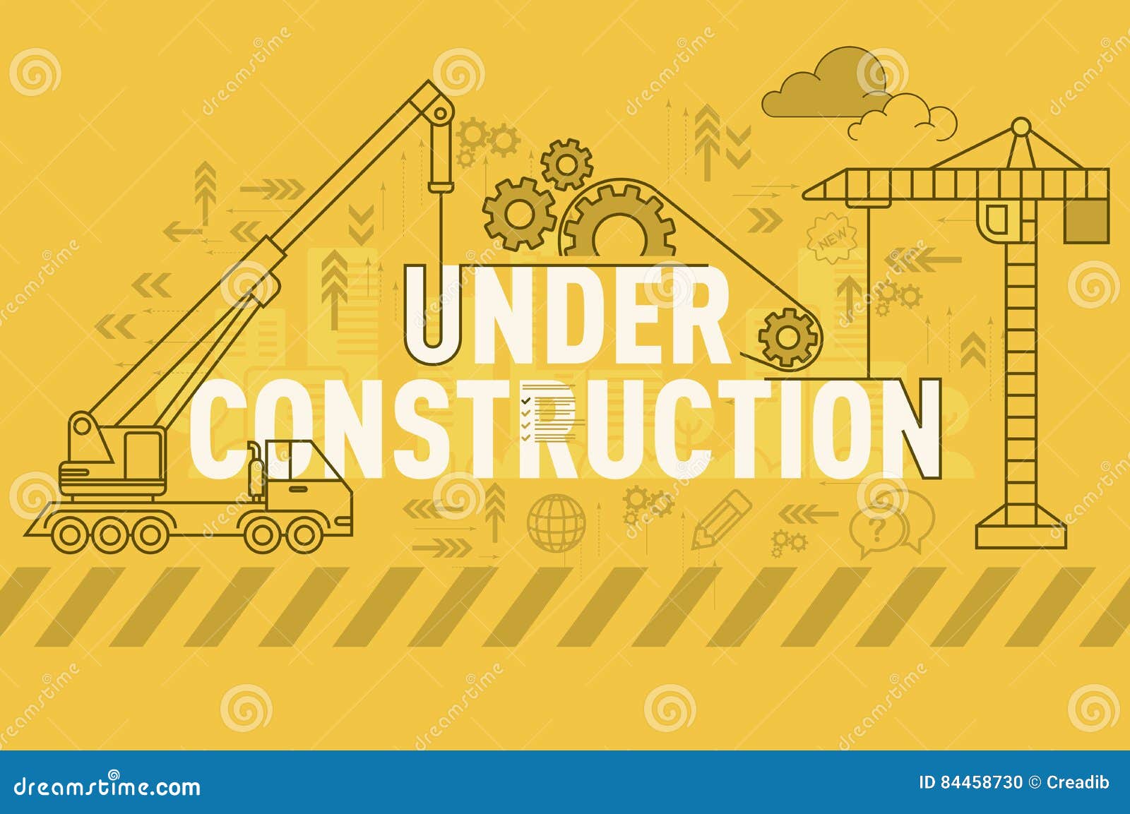 Under Construction Web Page Banner Concept with Thin Line Flat Design ...