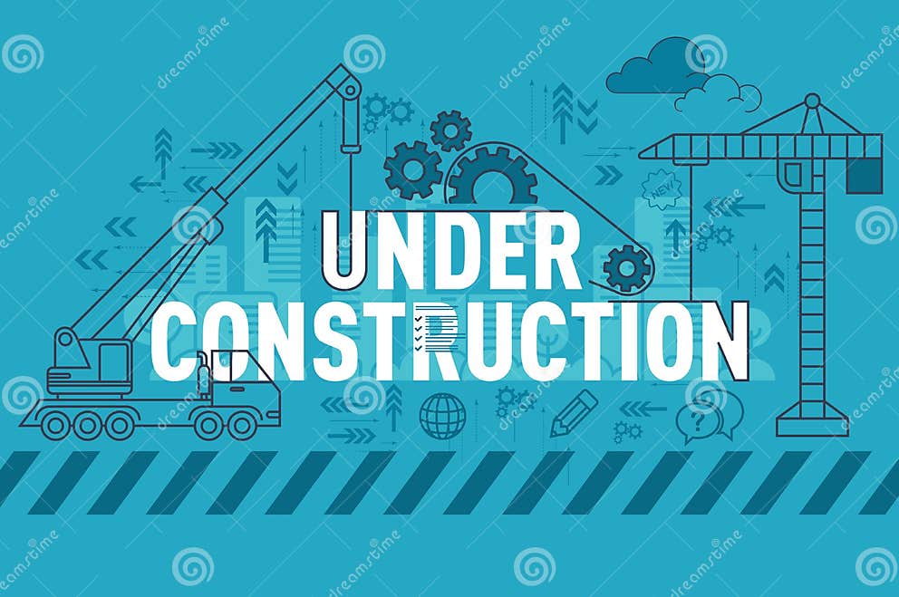 Under Construction Web Page Banner Concept with Thin Line Flat Design ...