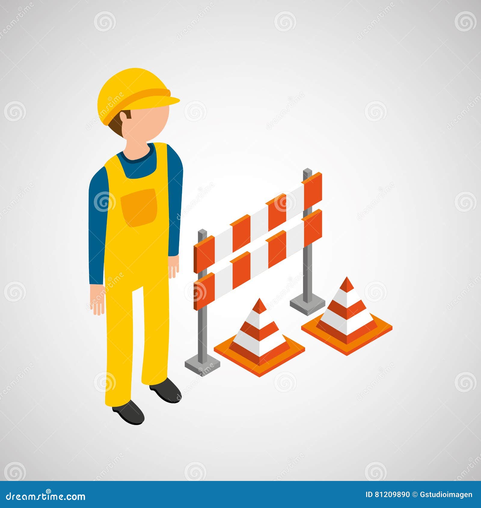 Under Construction Worker Barrier Cone Stock Vector - Illustration of ...