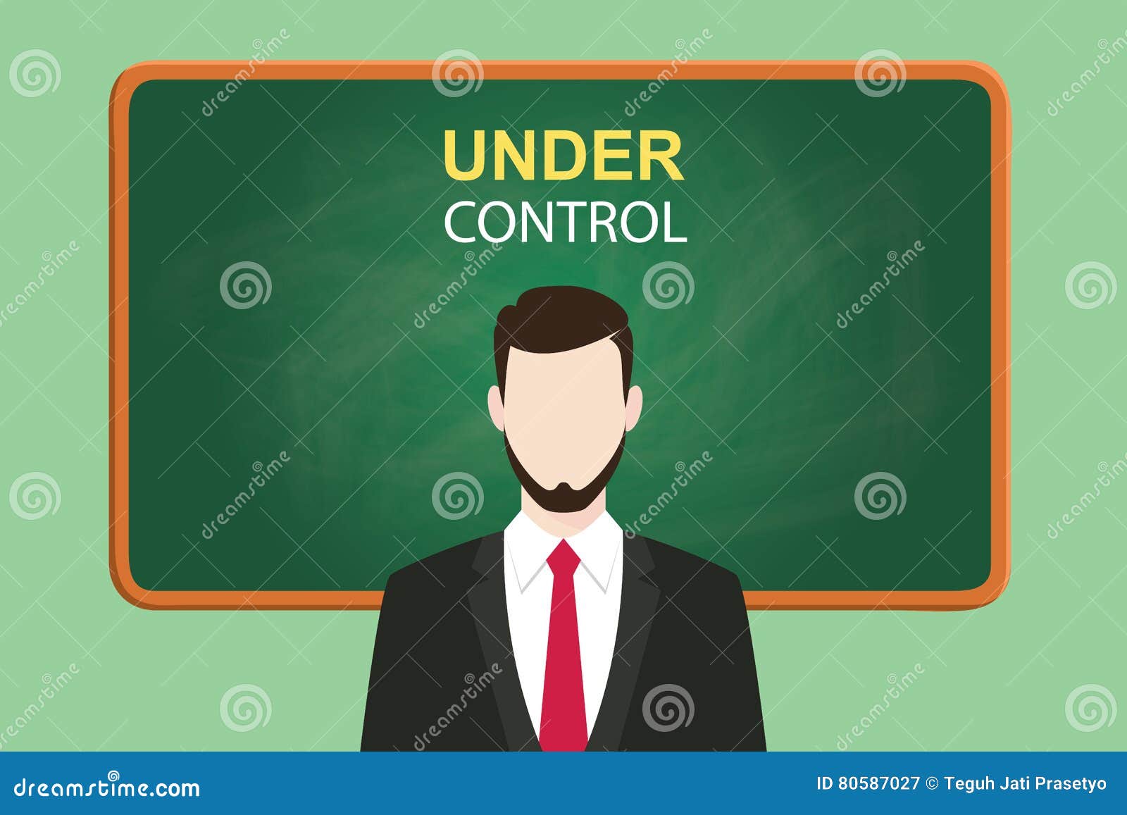 Under Control Illustration with Businessman Standing Chalkboard and ...