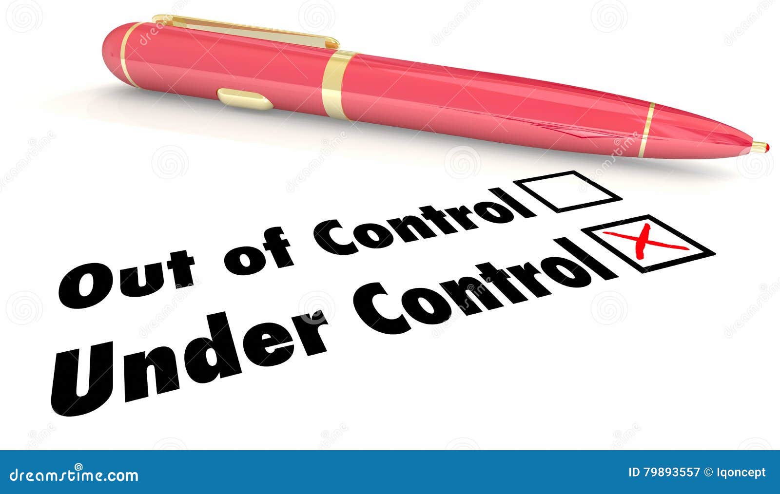 Under Control Managing Crisis Situation Emergency Pen Check Box Stock ...