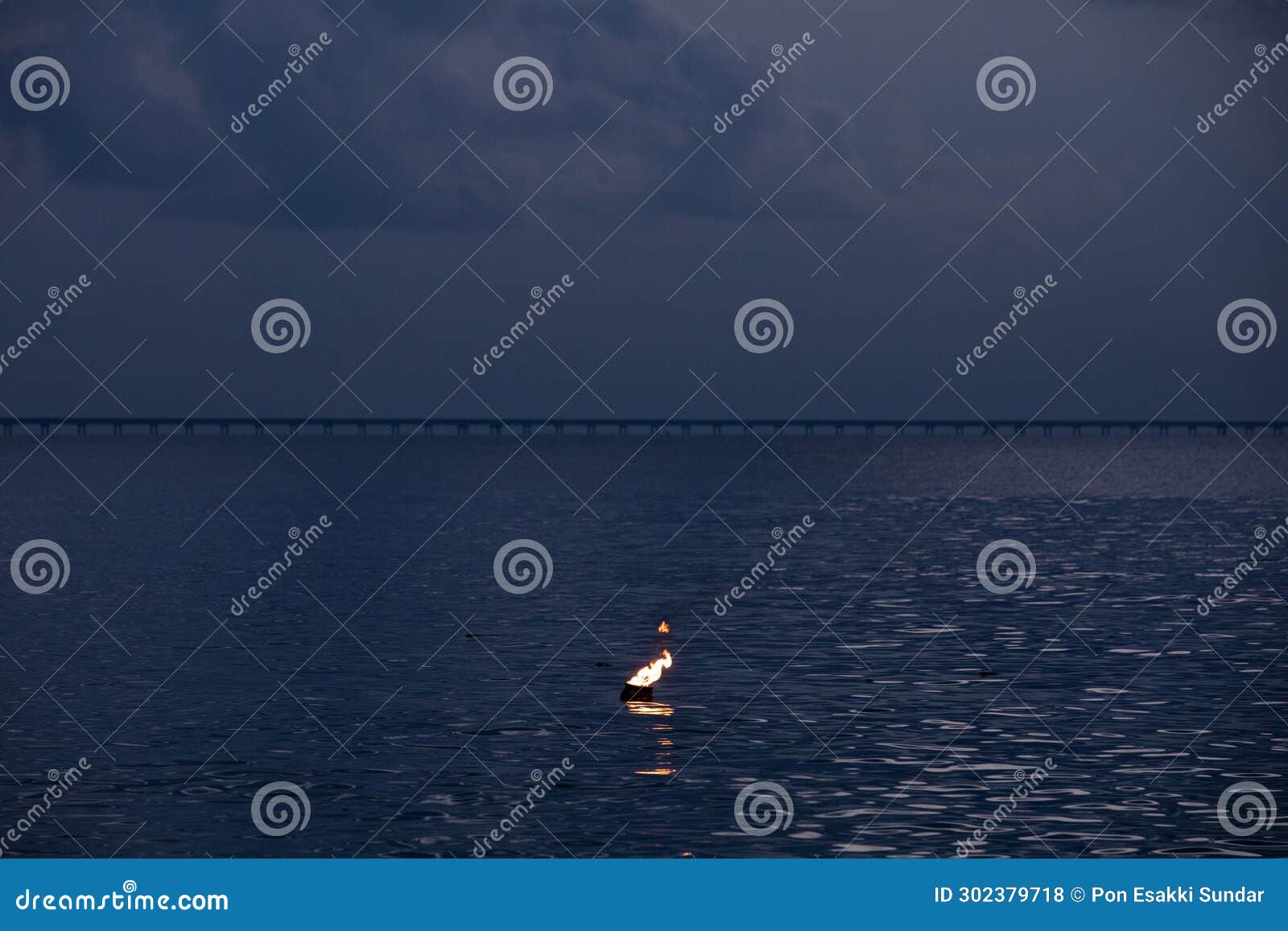Sky Burning Fire Floating on the Water Stock Photo - Image of cloud ...