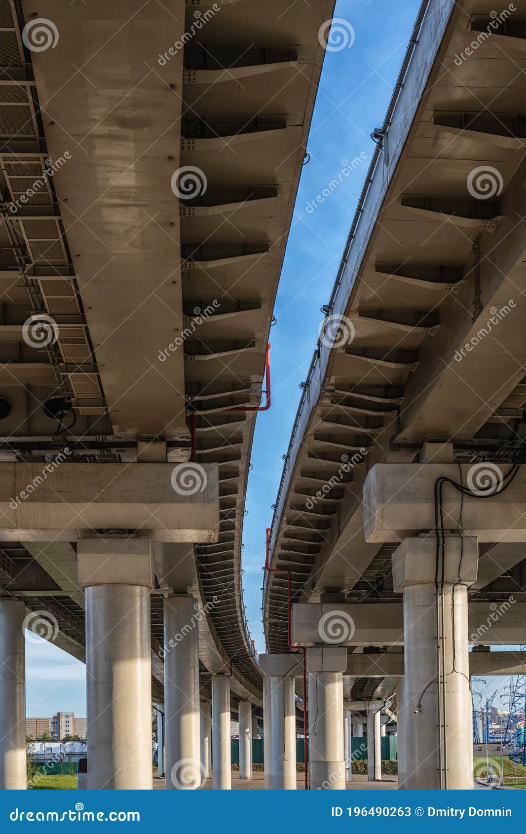 Under a Double Modern Automobile Overpass Stock Image - Image of ...