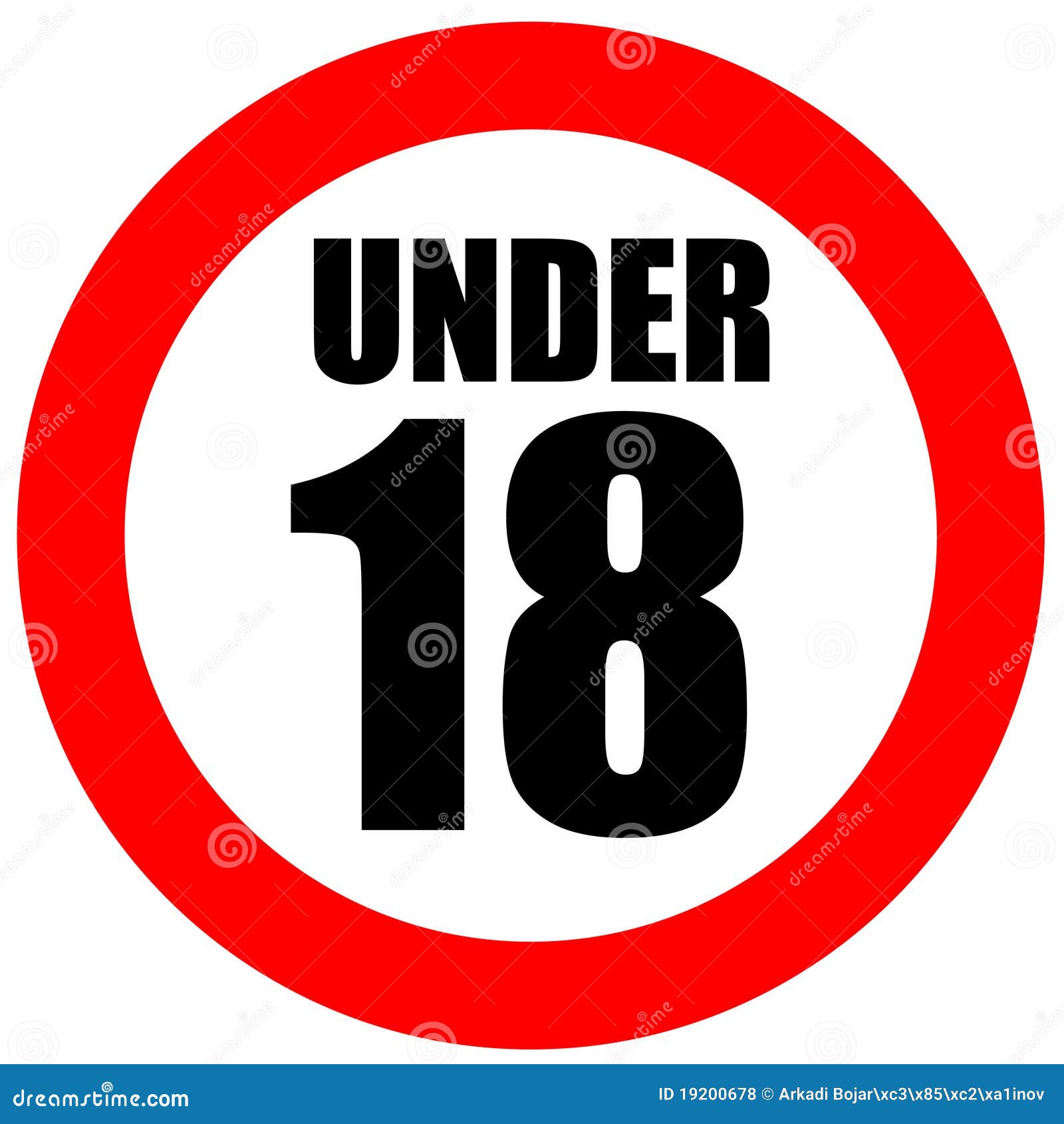 Under eighteen sign stock illustration. Illustration of eighteen - 19200678