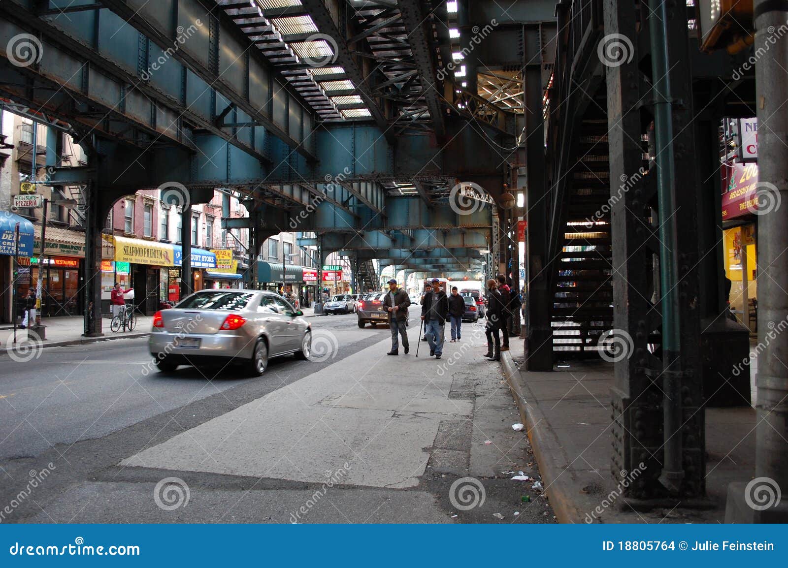 Under an Elevated Train in New York City Editorial Stock Image - Image ...