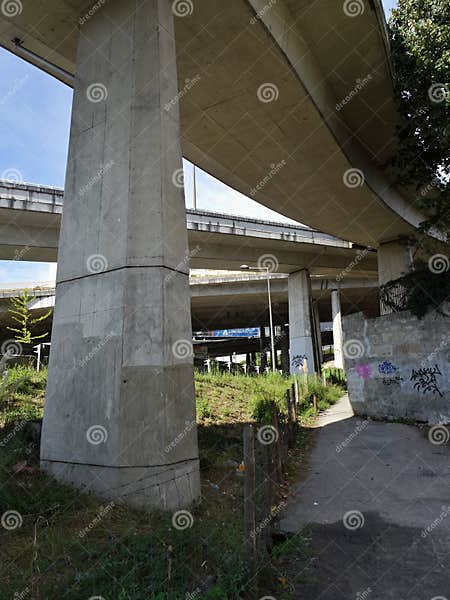 Under a highway bridge stock image. Image of bridge - 279806475