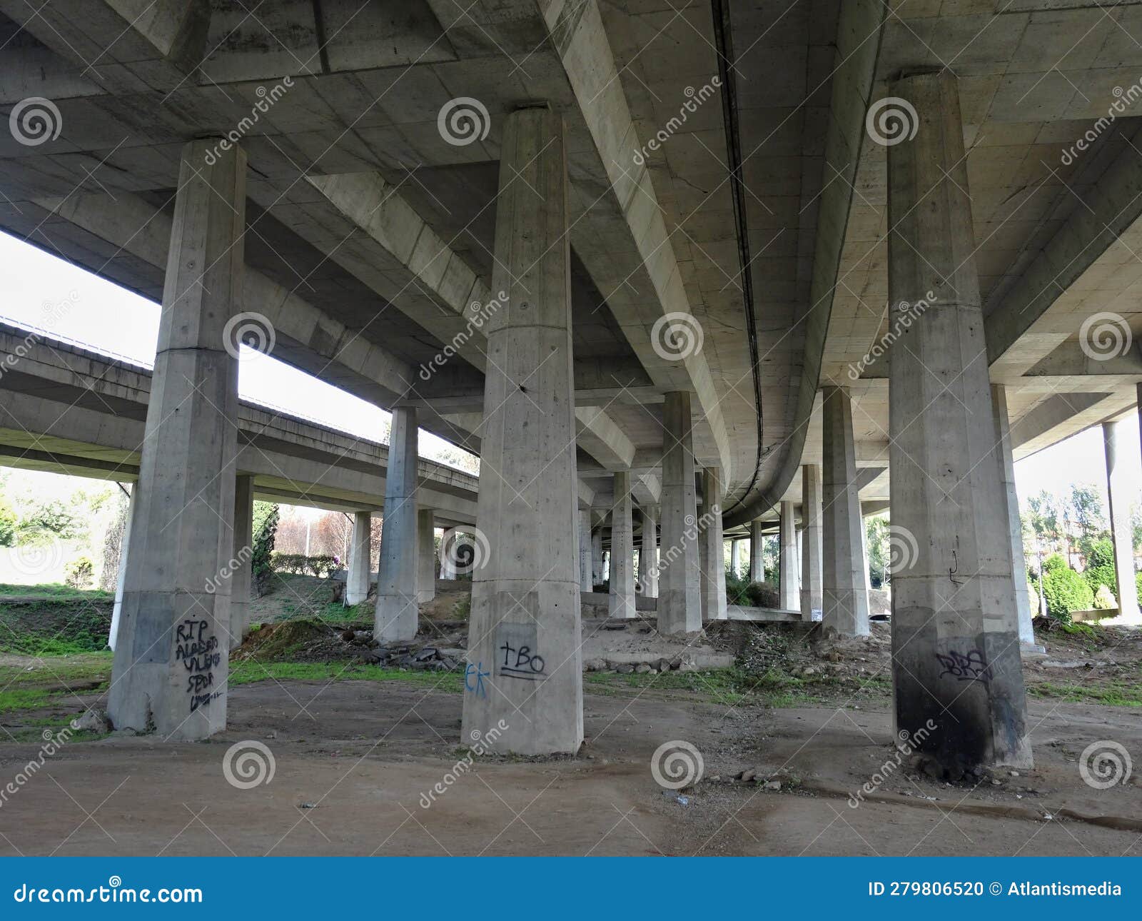 Under a highway bridge stock photo. Image of construction - 279806520