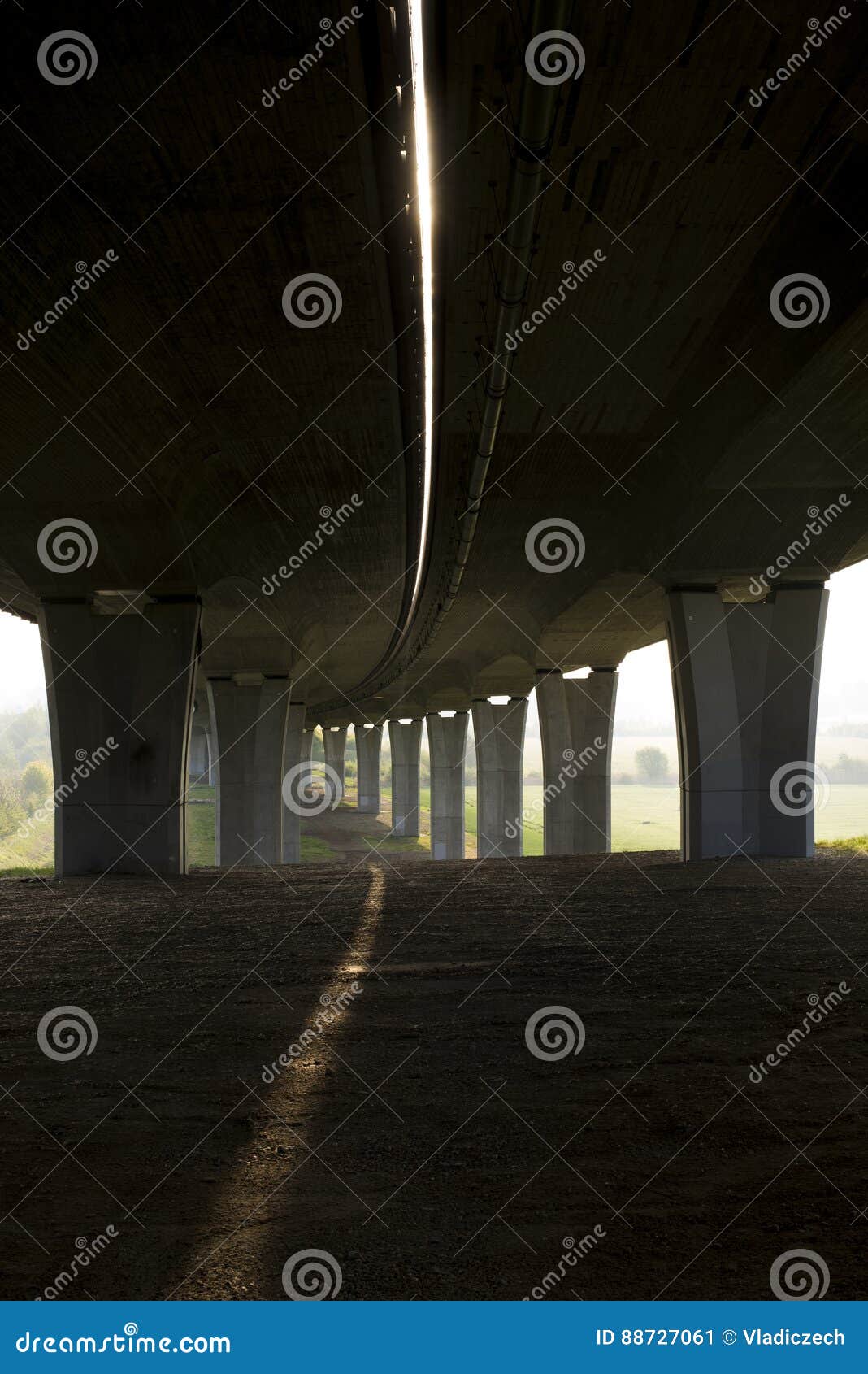 Under a Highway Bridge View with a Sun Rail Stock Image - Image of ...