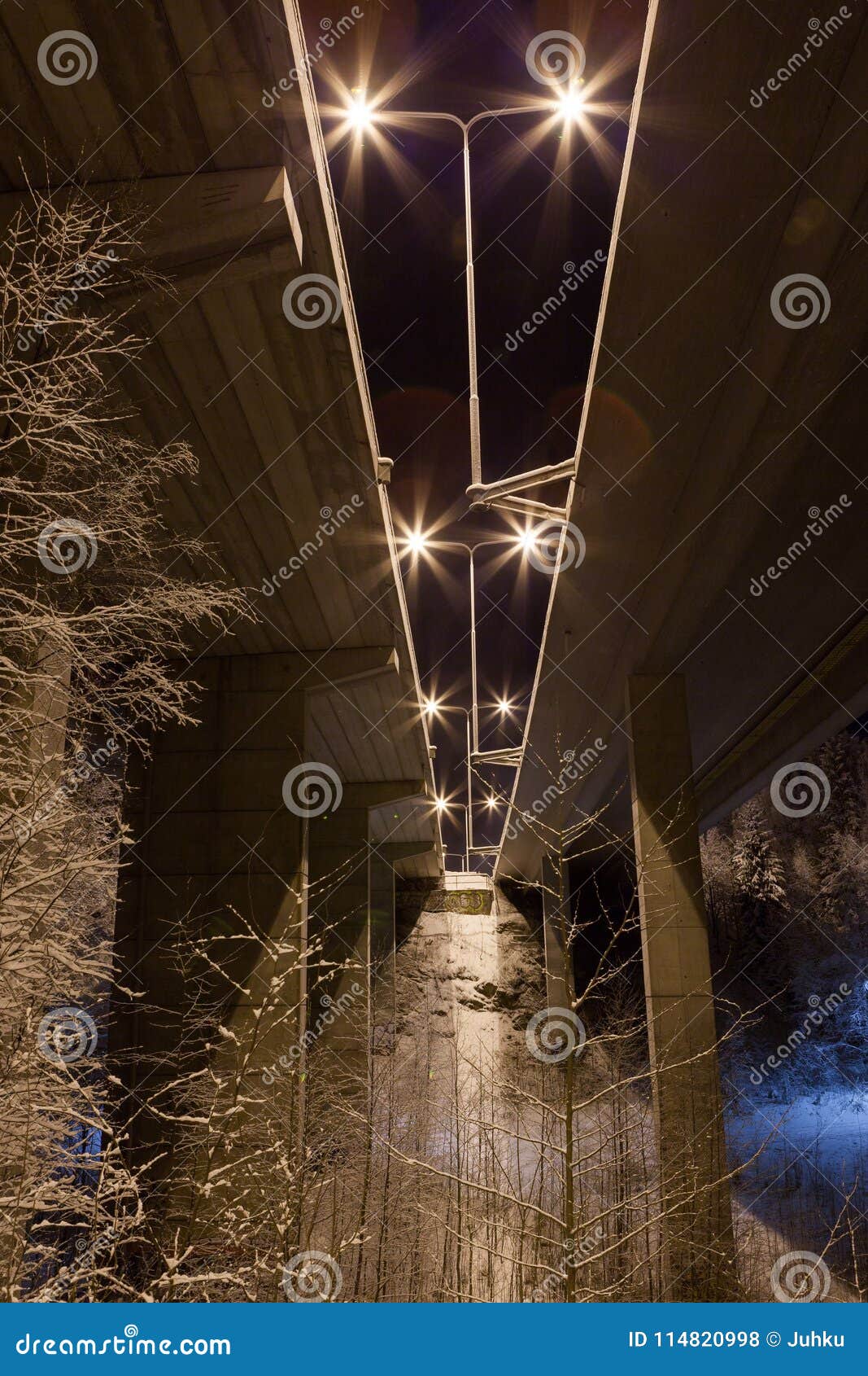 Under Highway Bridge at Night Stock Photo - Image of highway, structure ...