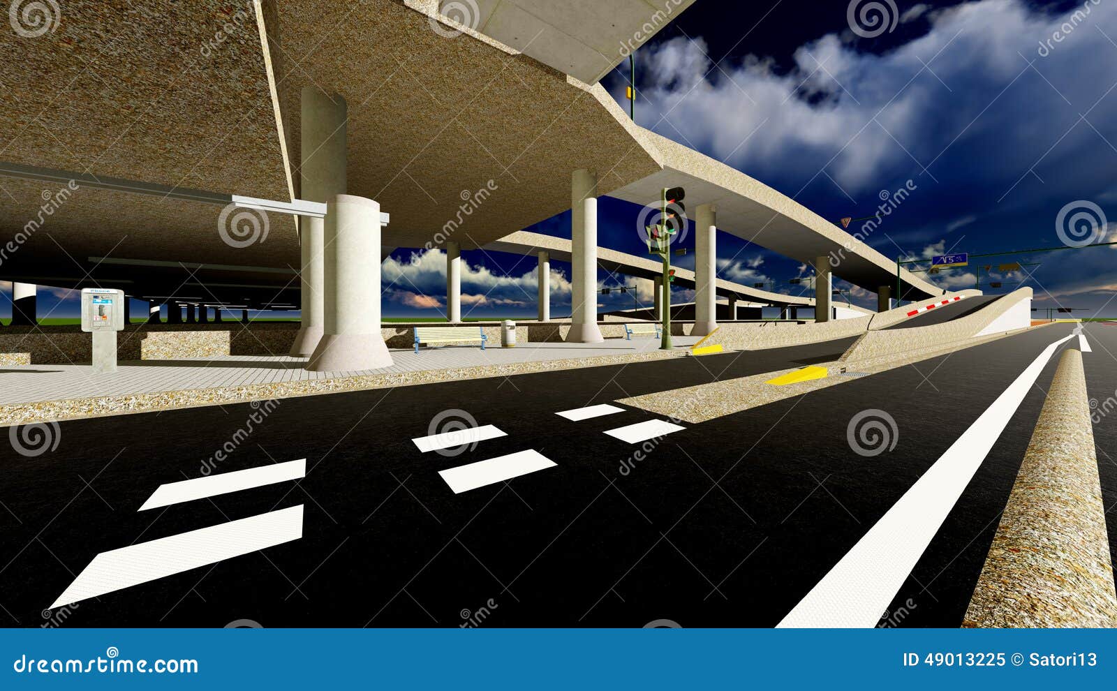 Under the Highway. Urban Scene Stock Illustration - Illustration of ...