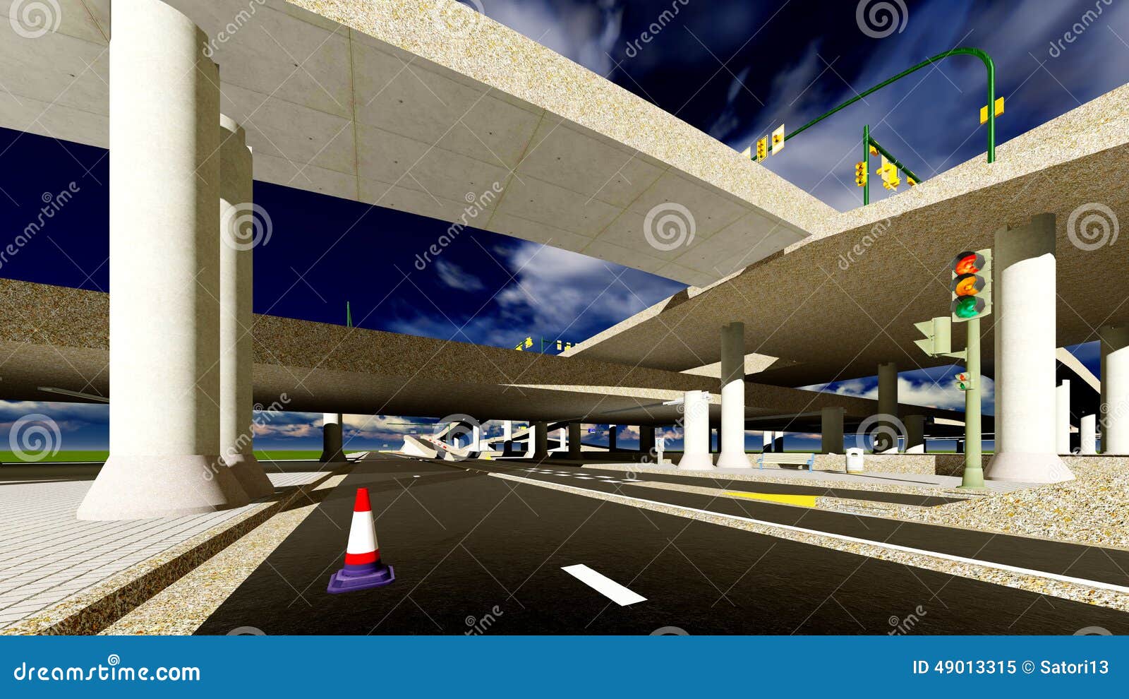 Car Overpass Crosses The Highway. Road Interchange. Illustration ...