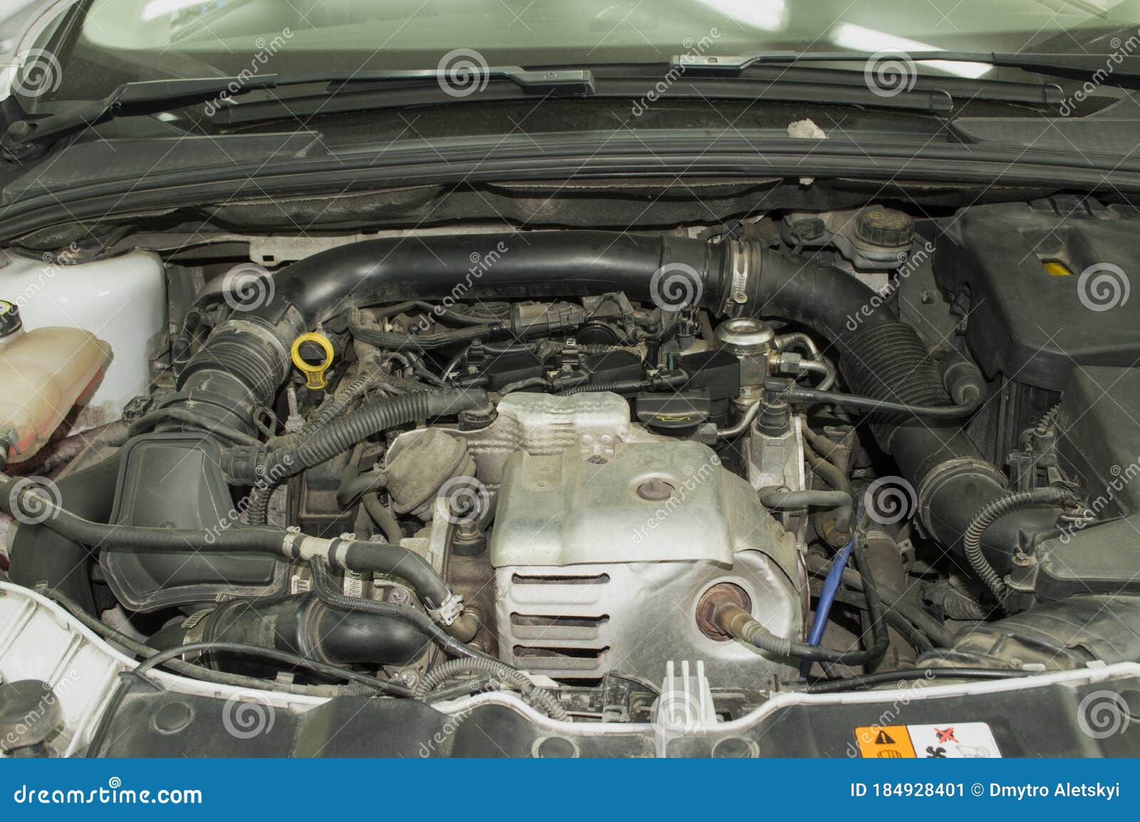 Under the hood of the car stock image. Image of gasoline - 184928401