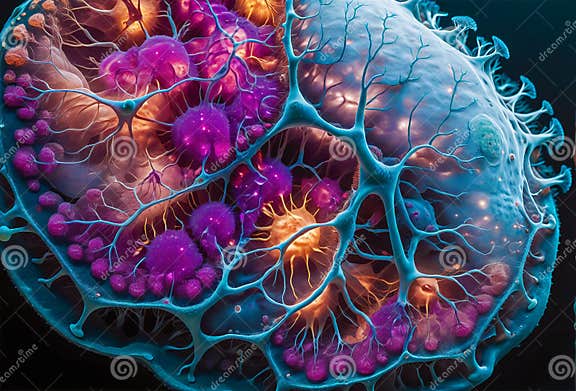 Under the Microscope- Cell Structures Stock Illustration - Illustration ...
