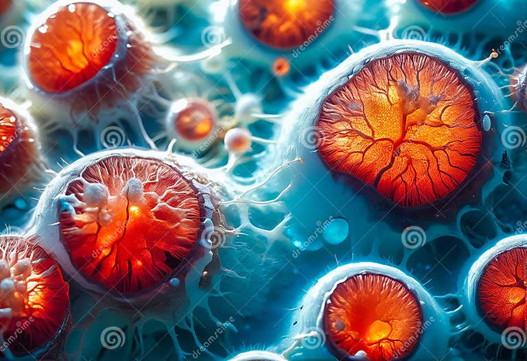 Under the Microscope- Cell Structures Stock Illustration - Illustration ...