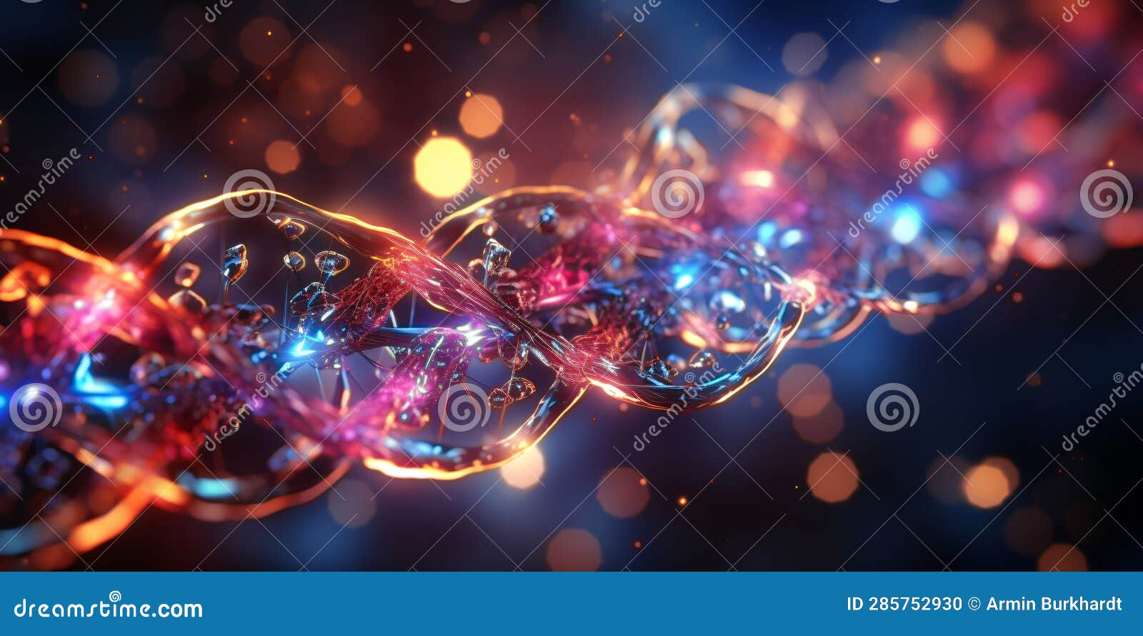 Abstract Luminous DNA String Stock Illustration - Illustration of cell ...