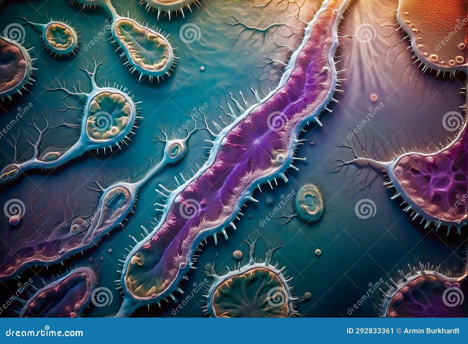 Under the Microscope- Cell Structures Stock Illustration - Illustration ...