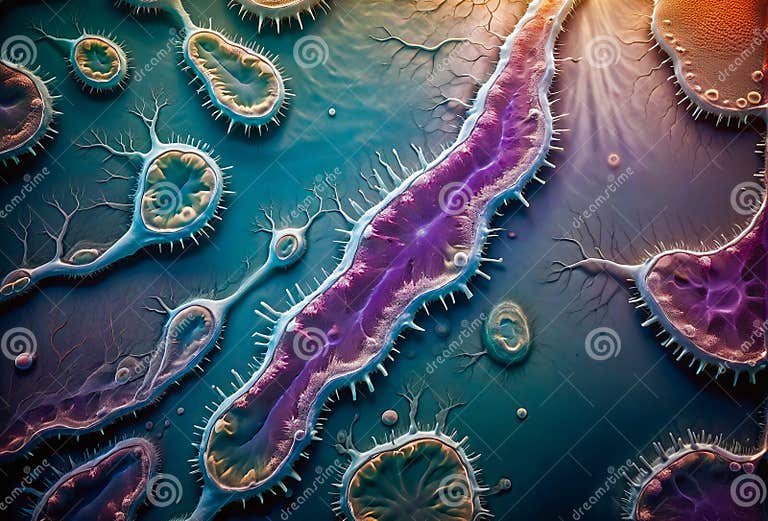 Under the Microscope- Cell Structures Stock Illustration - Illustration ...