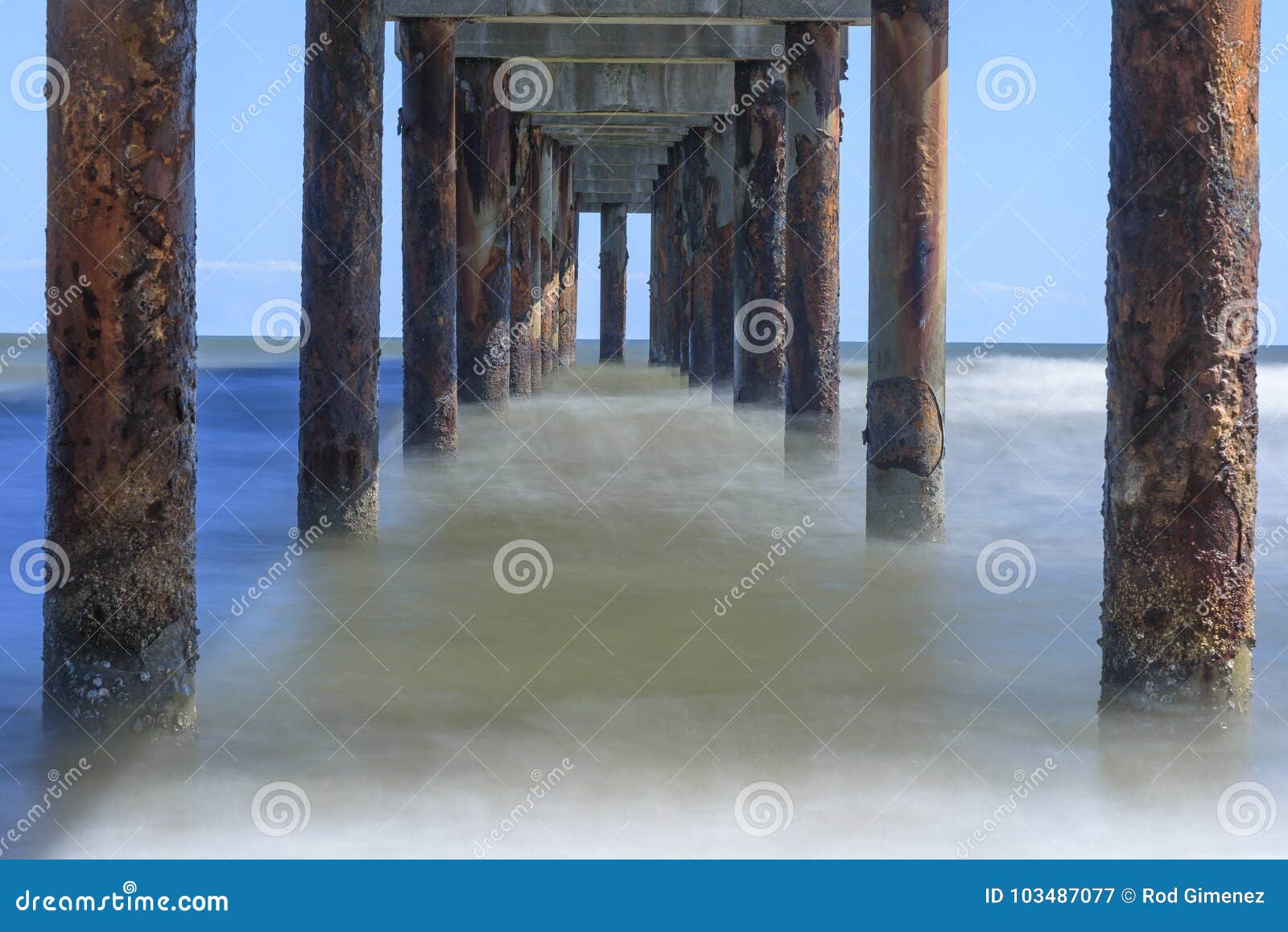 Under the Pier Long Exposure on Florida Beach Stock Image - Image of ...