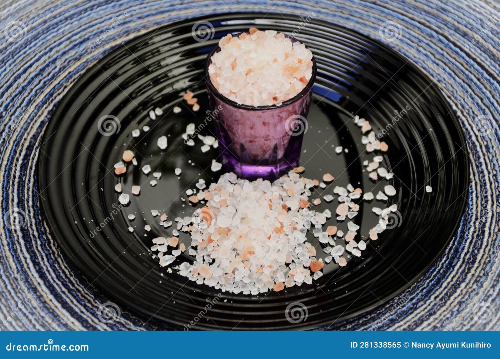 Portion of Pink Himalayan Salt in the Small Cup Under the Plate Stock ...