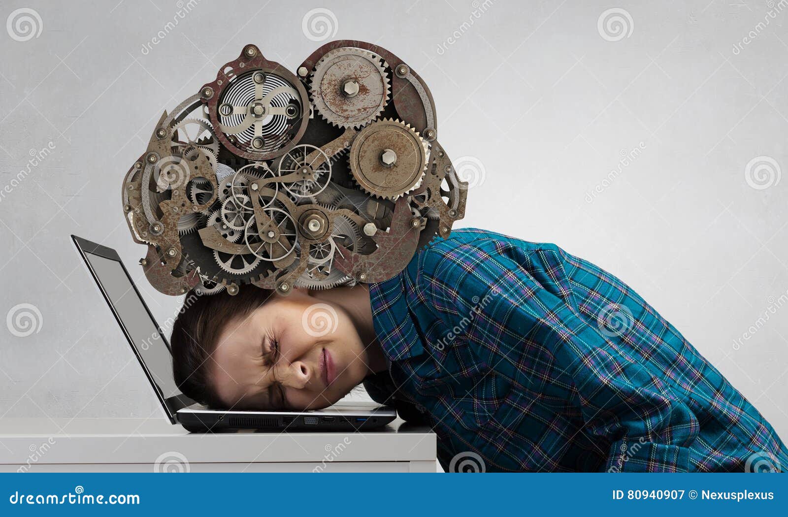 Under Pressure of Problems . Mixed Media Stock Image - Image of head ...
