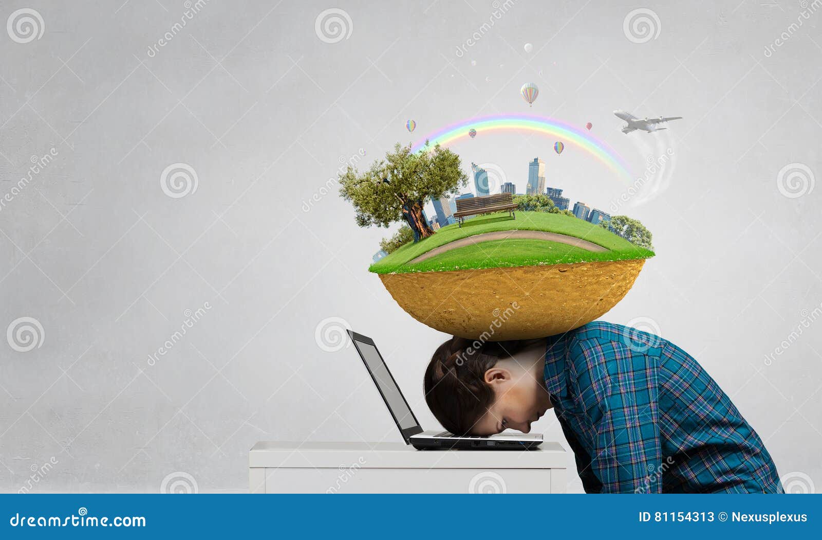 Under Pressure of Problems . Mixed Media Stock Image - Image of model ...