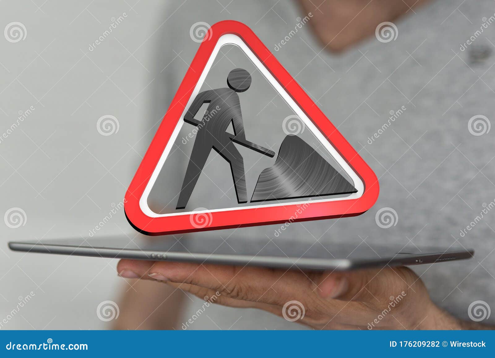 A Under Process Sign in Hand Stock Photo - Image of signal, road: 176209282
