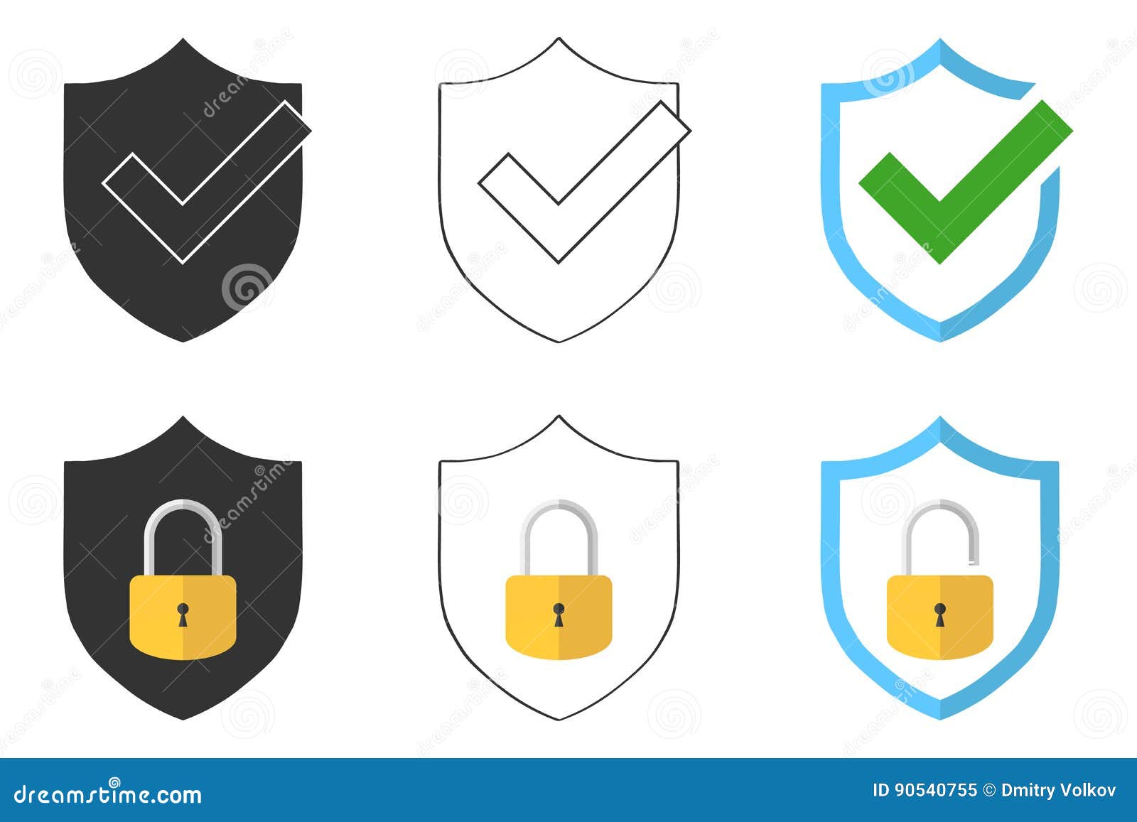 Under Protection. Shield Badge with Lock Stock Illustration ...