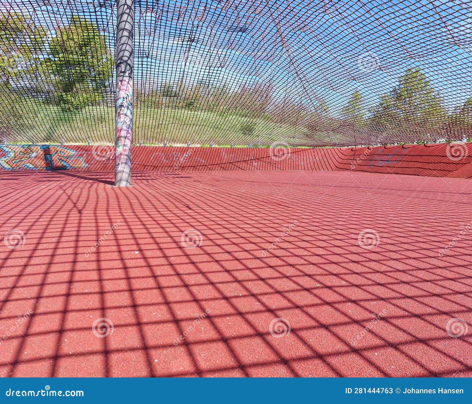 Under the Safety Net of a Climbing Playground in a German City Stock ...