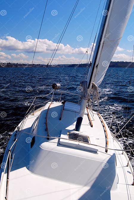Under Sail - Starboard Tack Looking Aft from Bow Stock Photo - Image of ...
