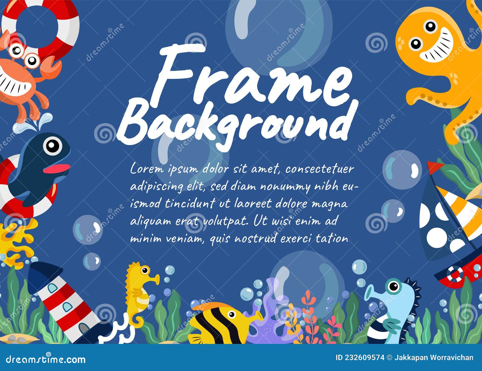 Under the Sea Frame Background Concept Illustration Vector Design 7 ...