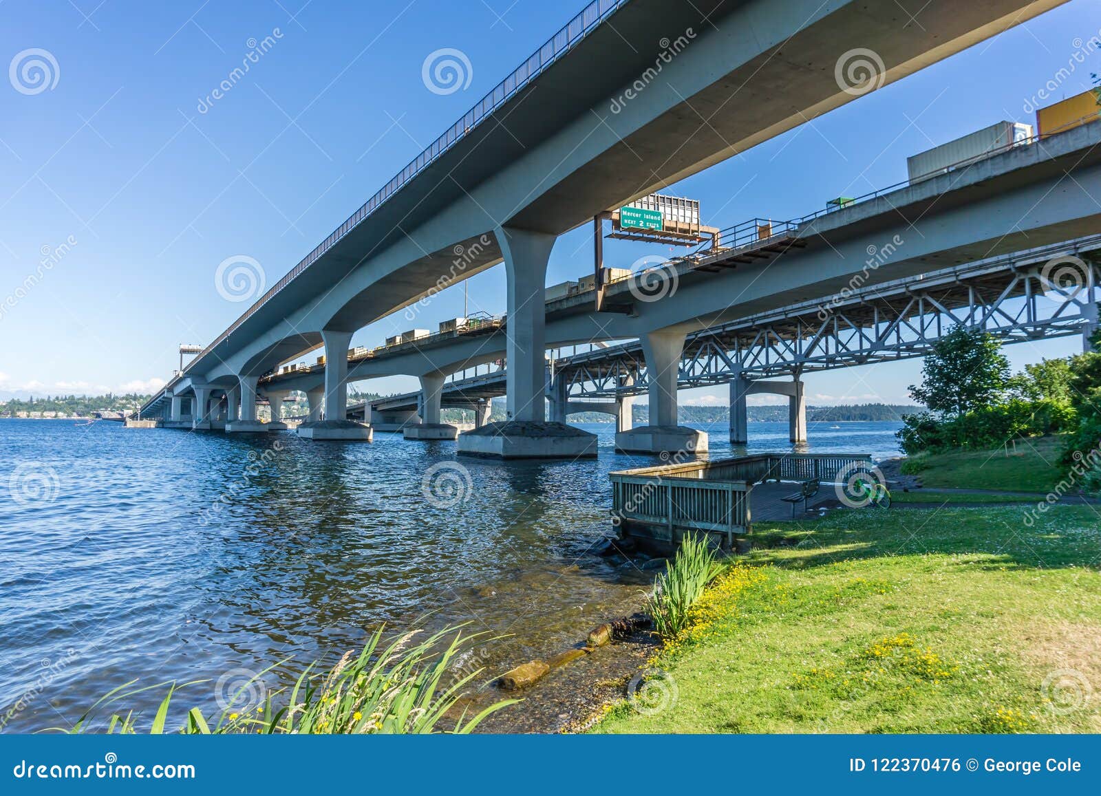 Under Seattle Highway Bridges 2 Stock Photo - Image of lake ...