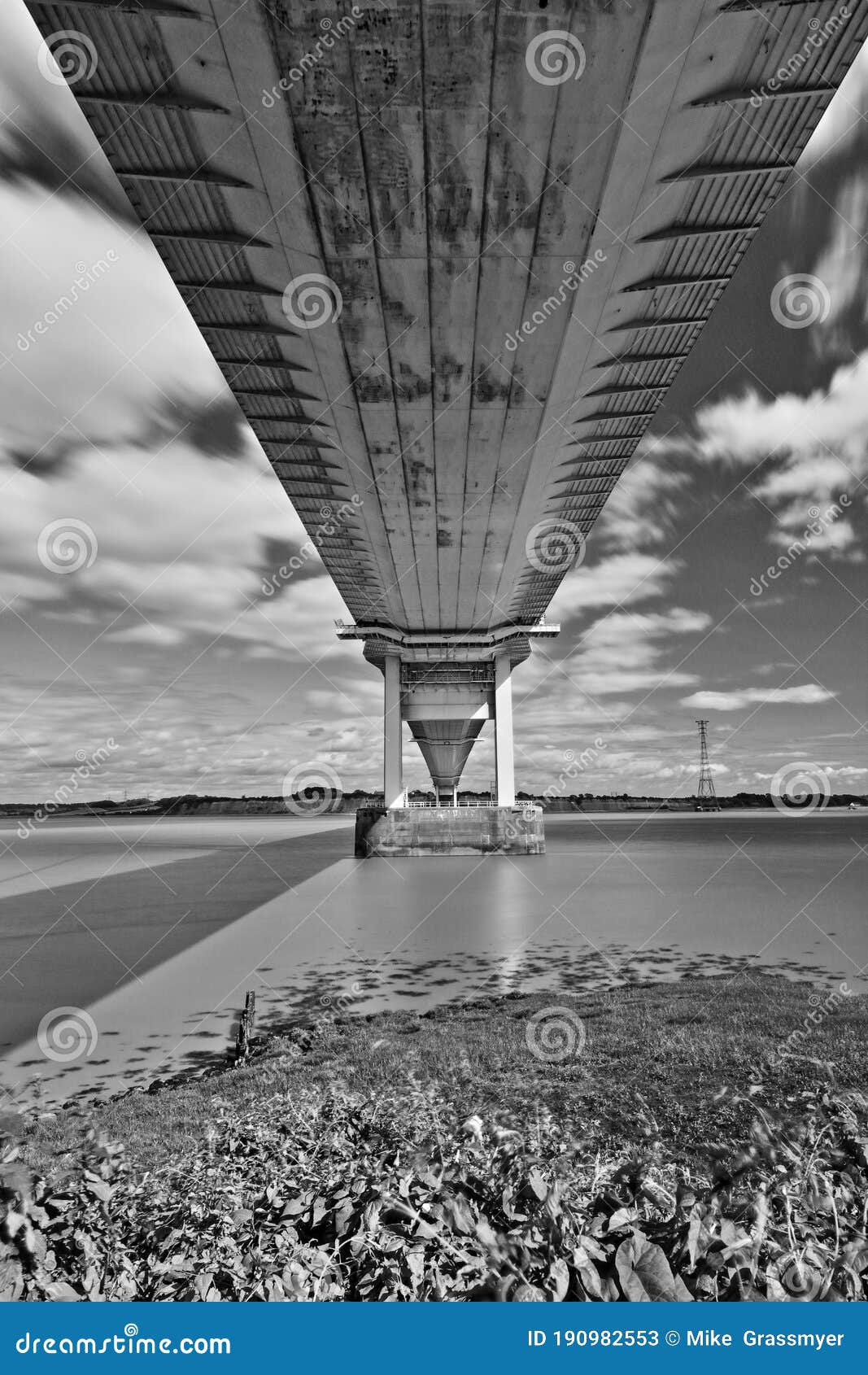 Under the Severn Bridge at Chepstow, Wales Stock Image - Image of tower ...