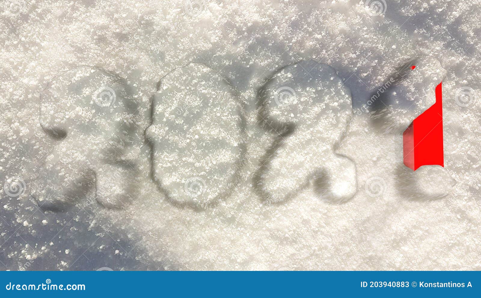 Snow Ice Cap With Numbers Isolated On Blue Background. Christmas Card ...