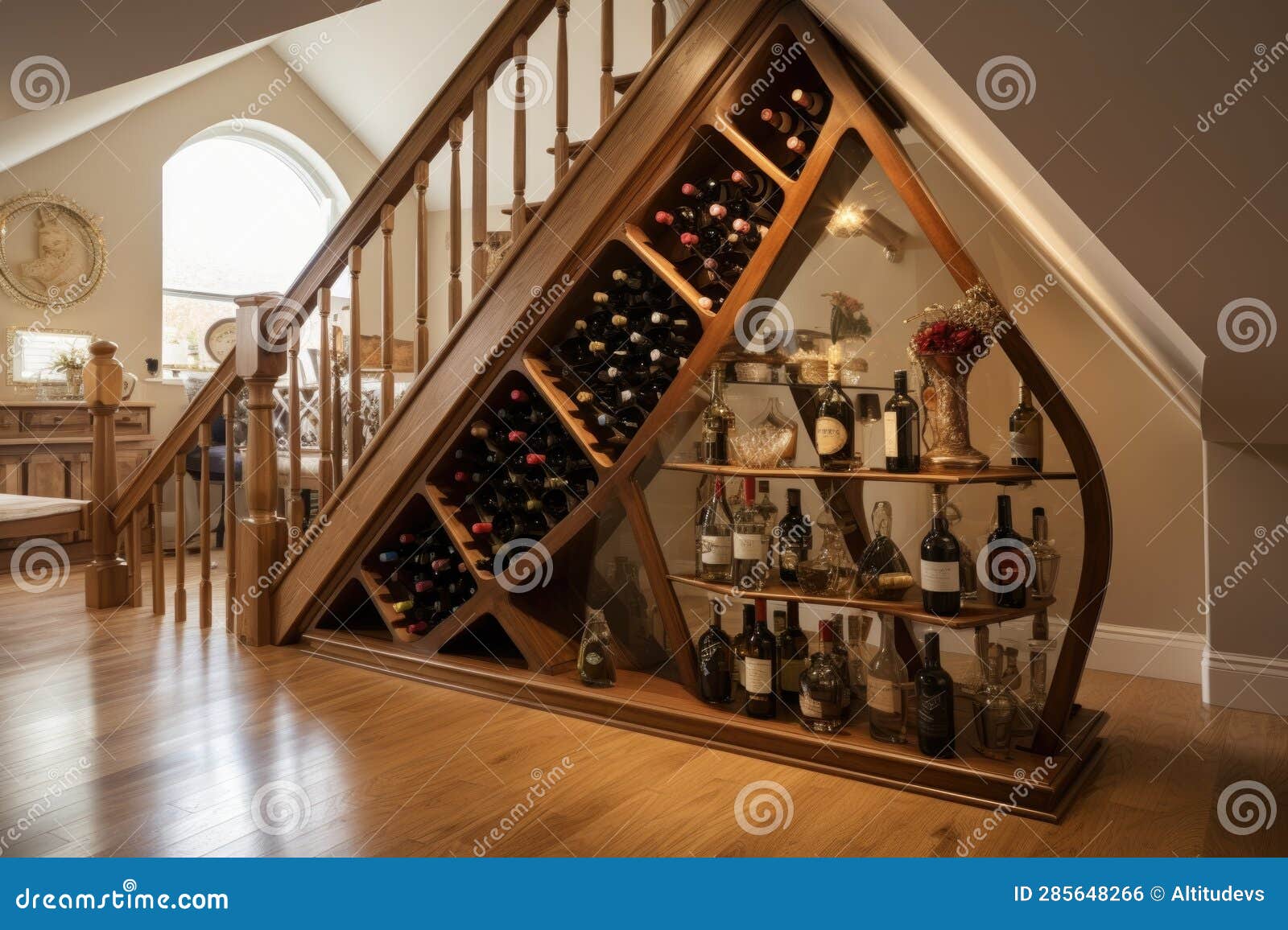 Under-stair Wine Rack with Elegant Design Stock Photo - Image of home ...