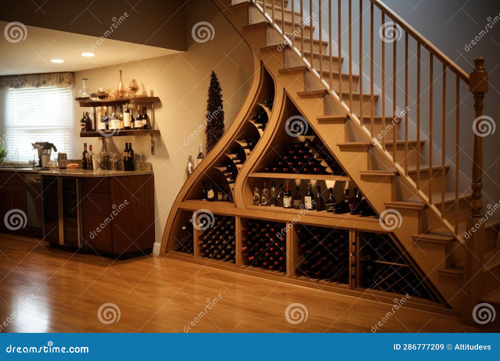 Under-stair Wine Rack with Elegant Design Stock Illustration ...