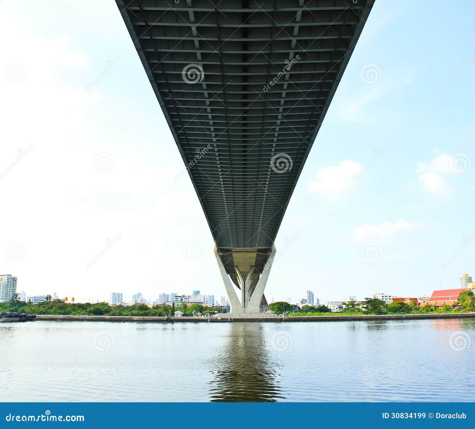 Under the Suspension Bridge Stock Image - Image of transport, bypass ...