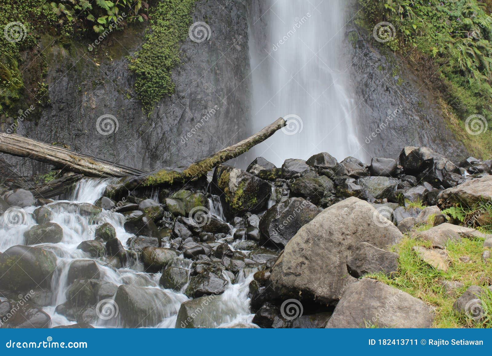 Under a Swift Flowing Waterfall. Stock Image - Image of natural ...