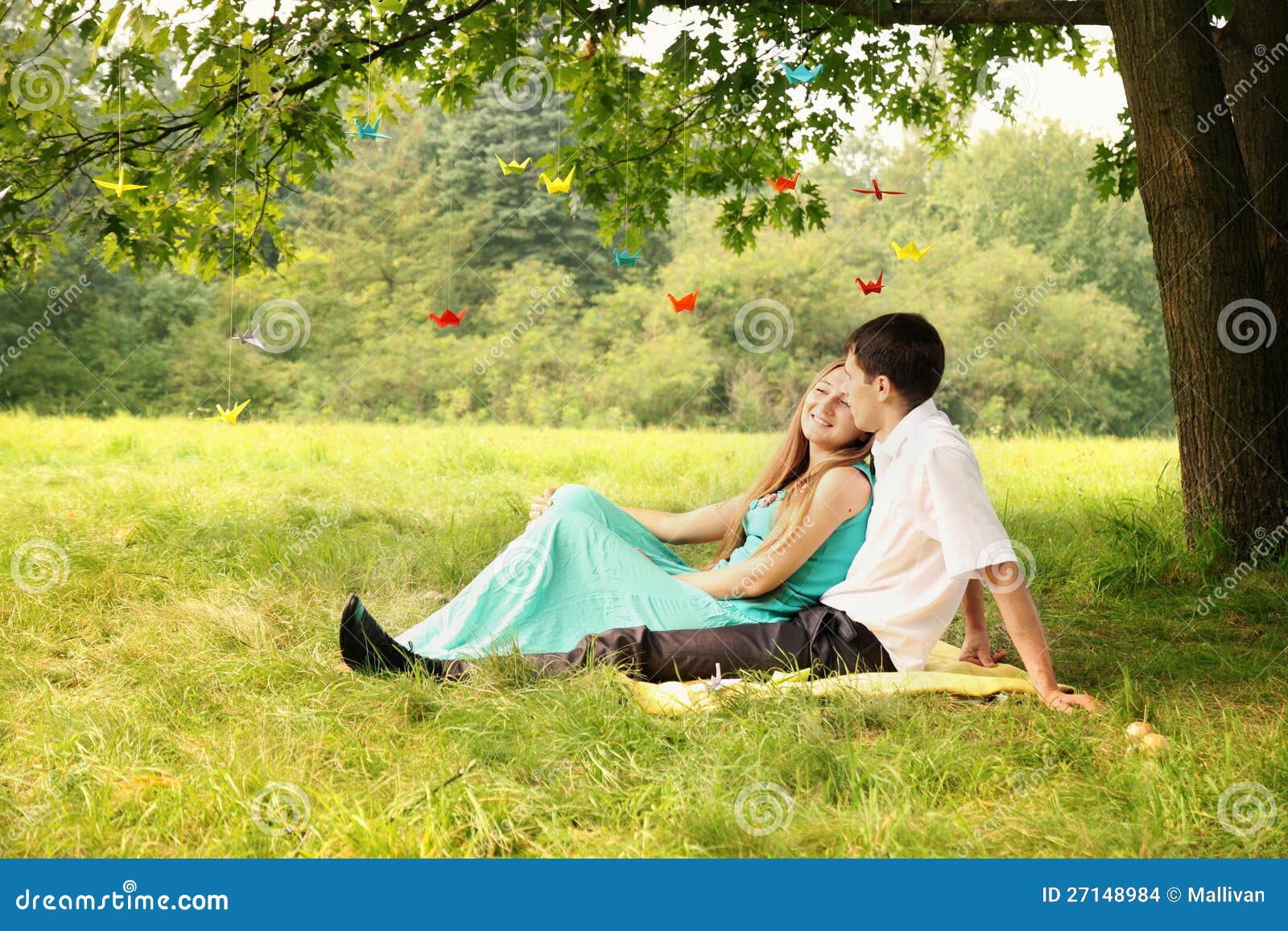 Under a tree hugging stock photo. Image of adults, green - 27148984