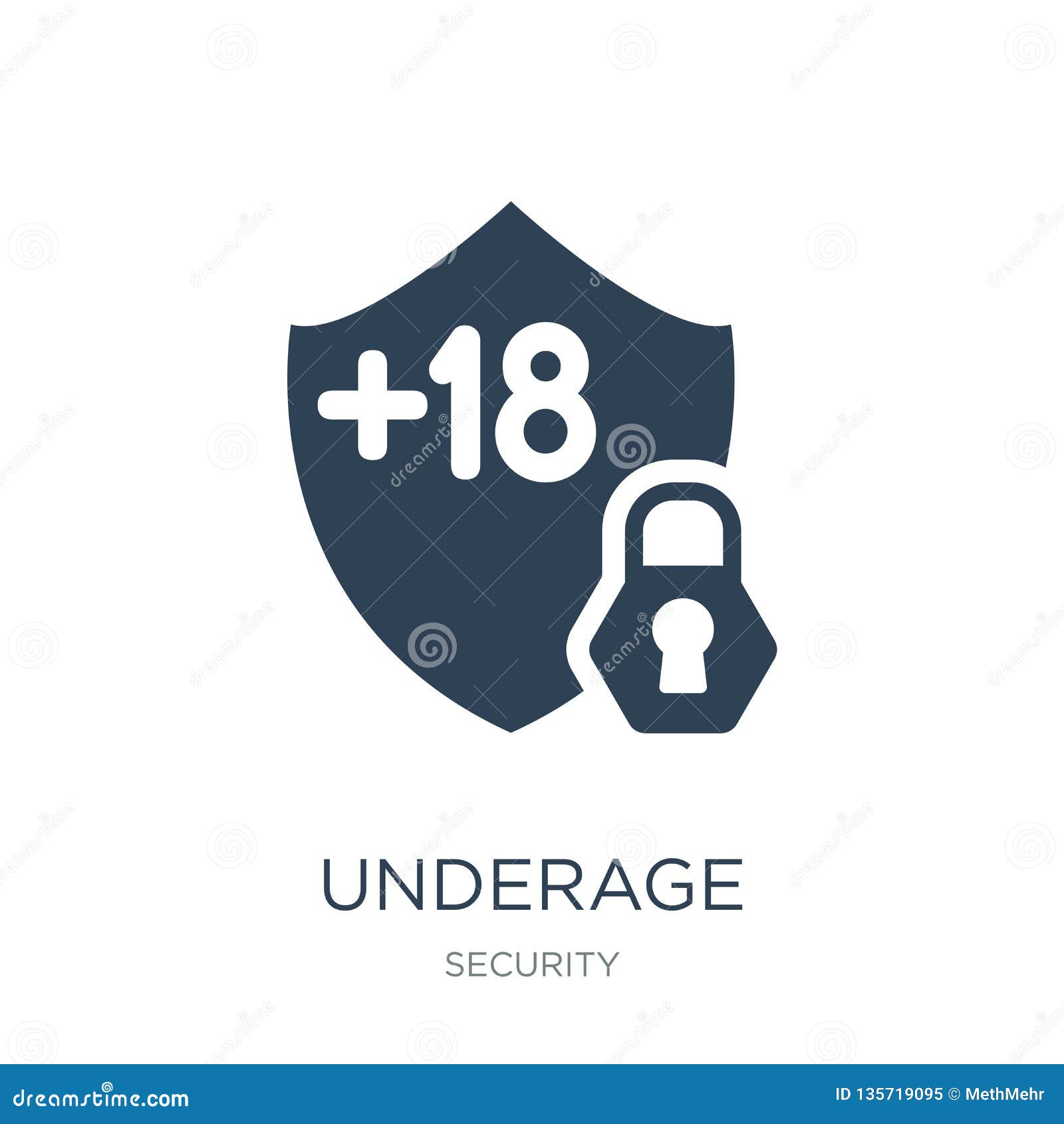 Underage Icon in Trendy Design Style. Underage Icon Isolated on White ...