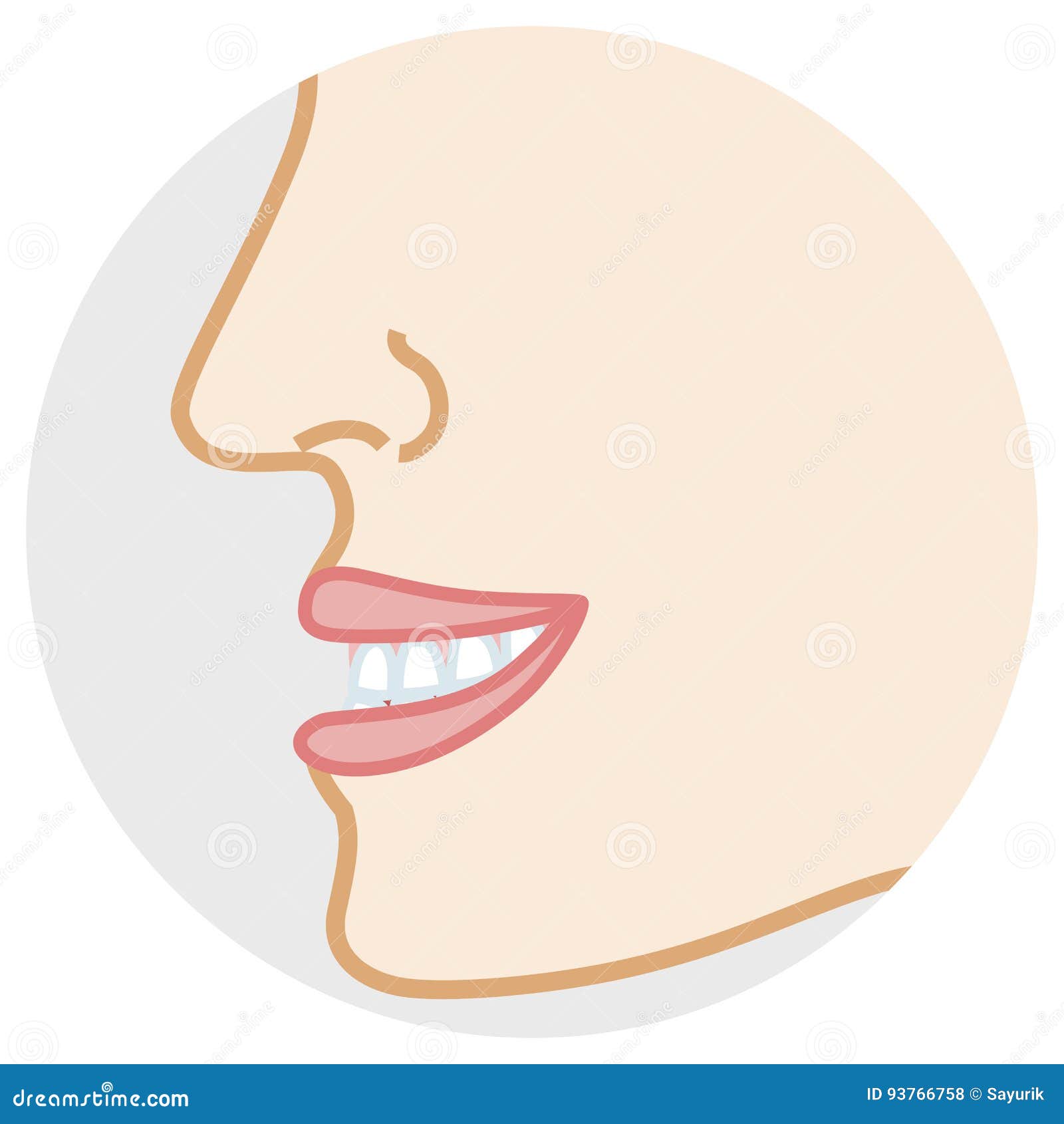 Underbite Teeth -Face Close-up, Side View Stock Vector - Illustration ...