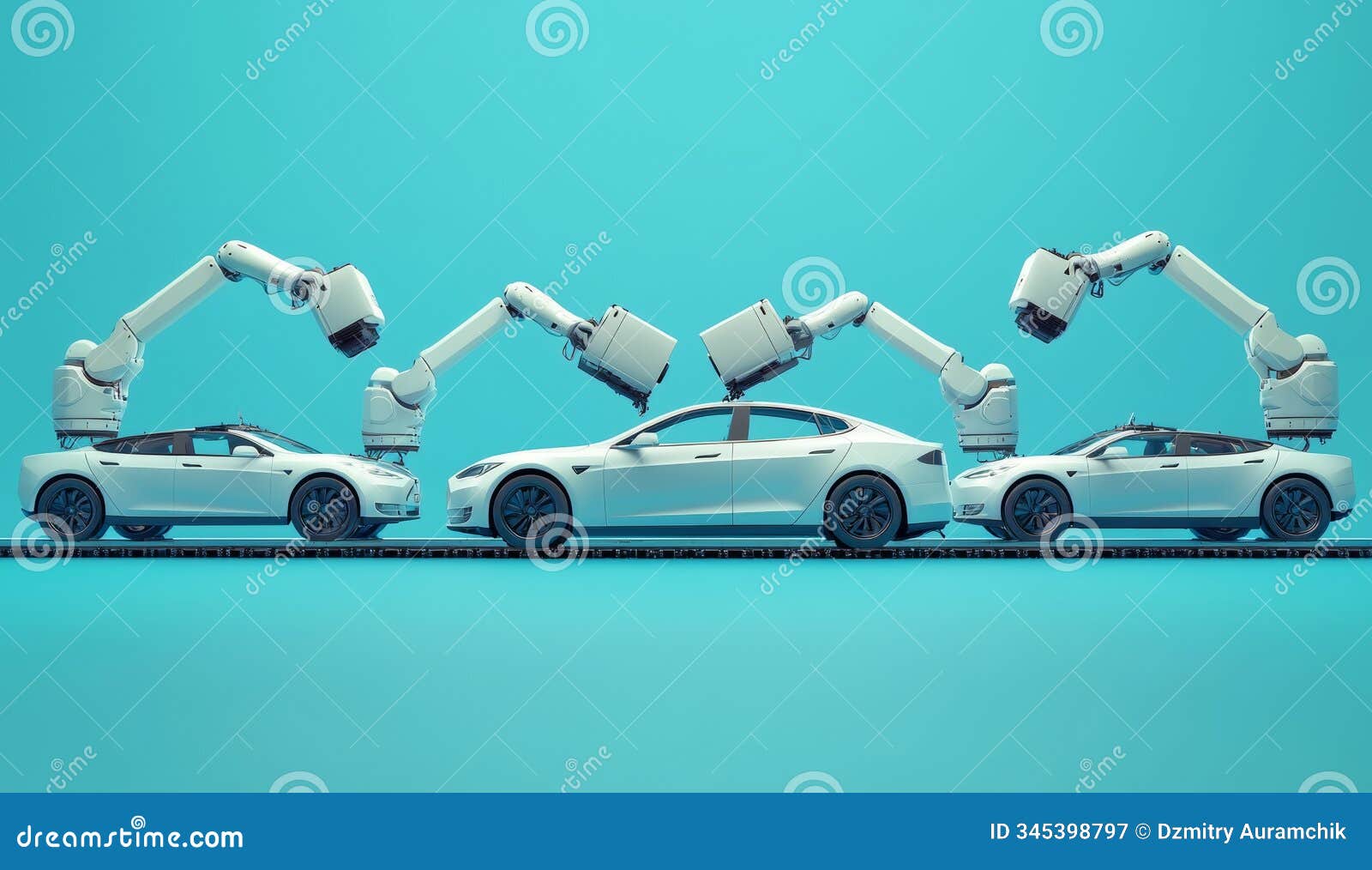 On an Undercarriage Platform, an Assembly Line with an Electric Vehicle ...