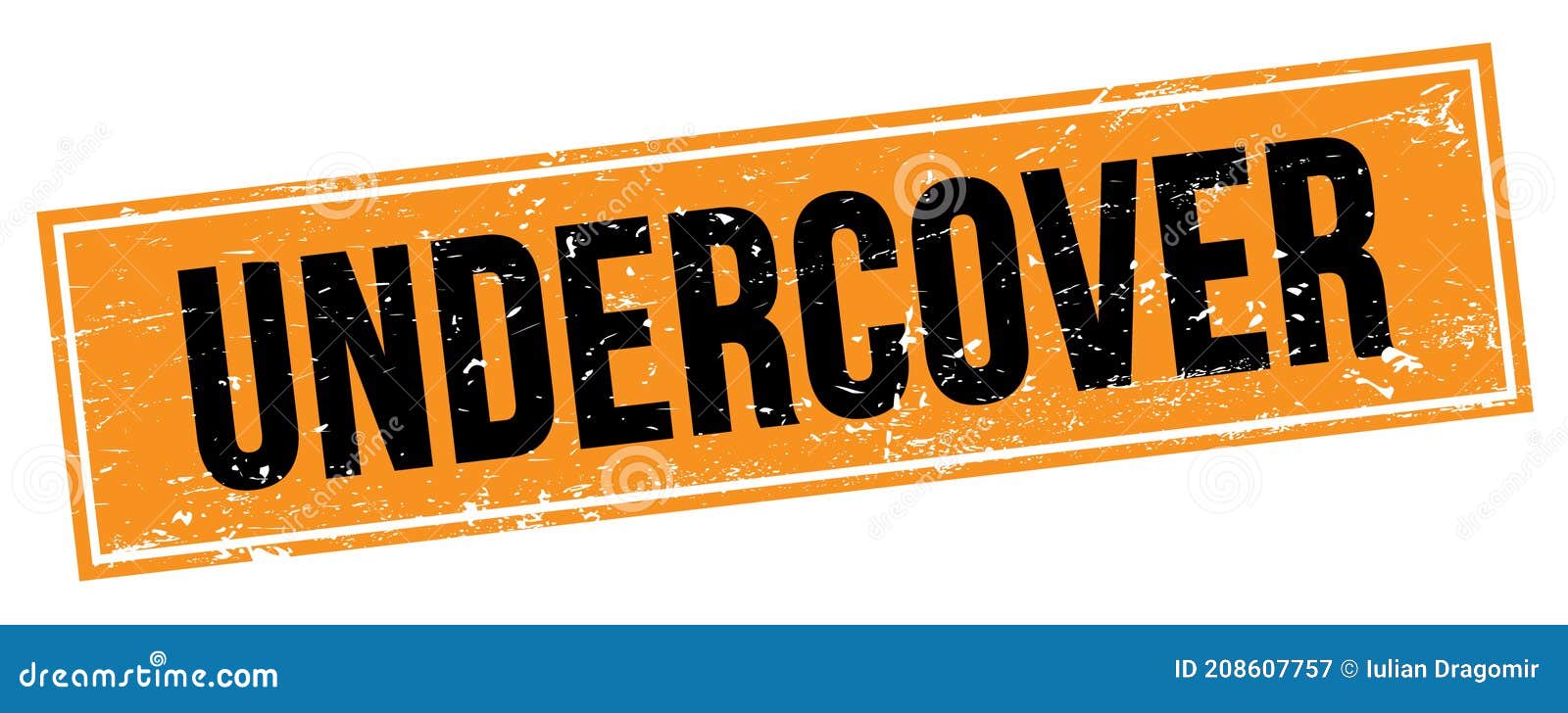 UNDERCOVER Text on Black Orange Grungy Rectangle Stamp Stock ...