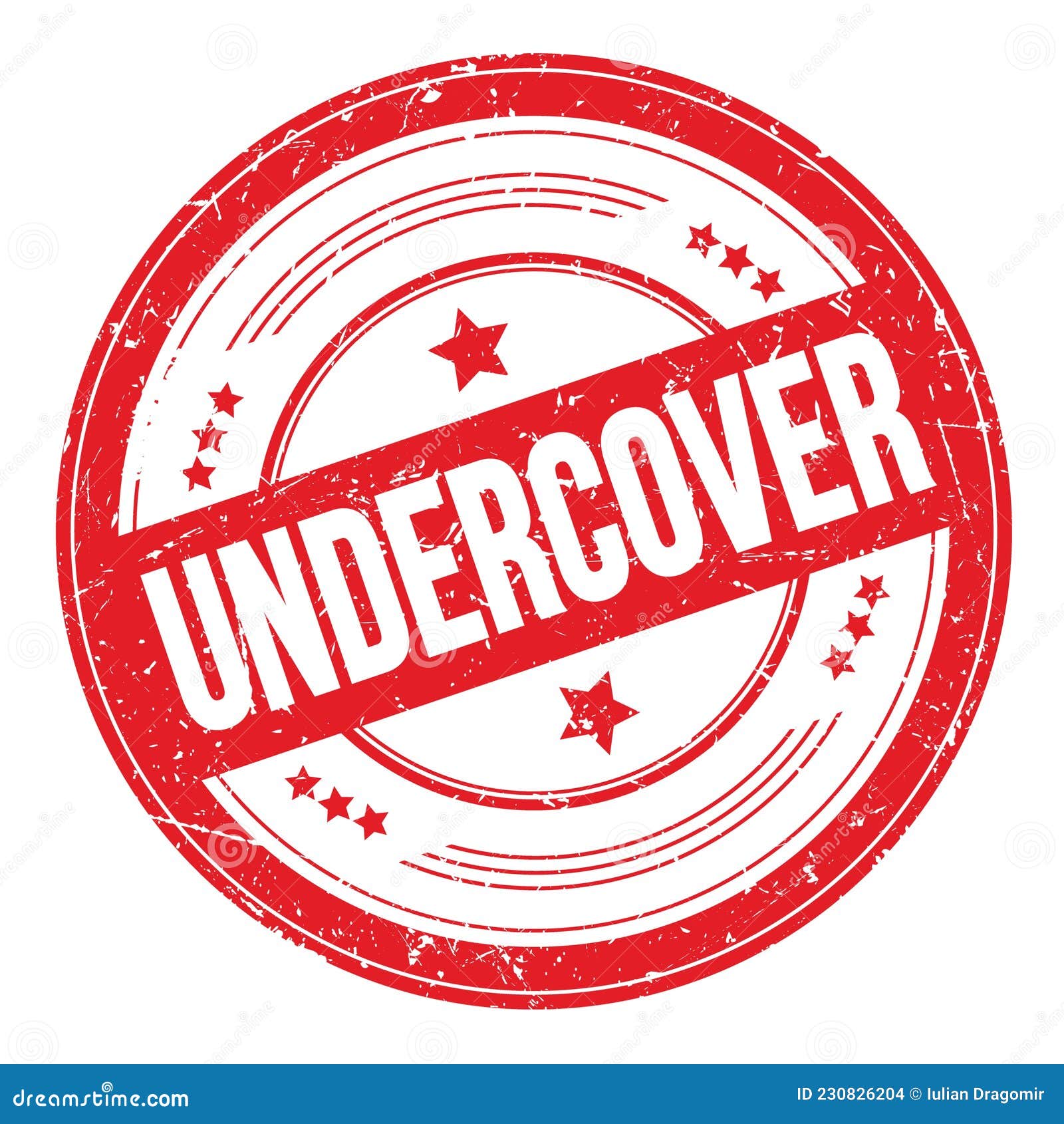 UNDERCOVER Text on Red Round Grungy Stamp Stock Illustration ...