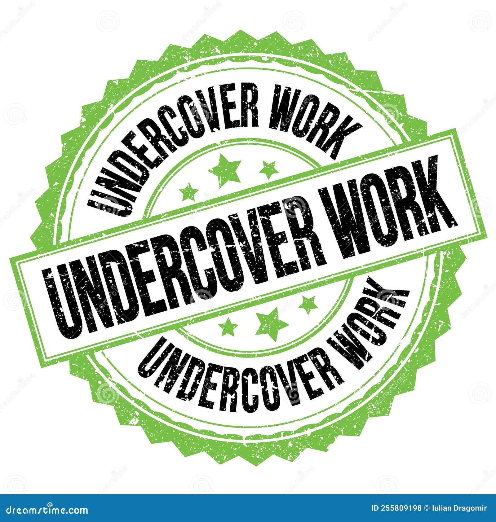 UNDERCOVER WORK Text on Green-black Round Stamp Sign Stock Illustration ...