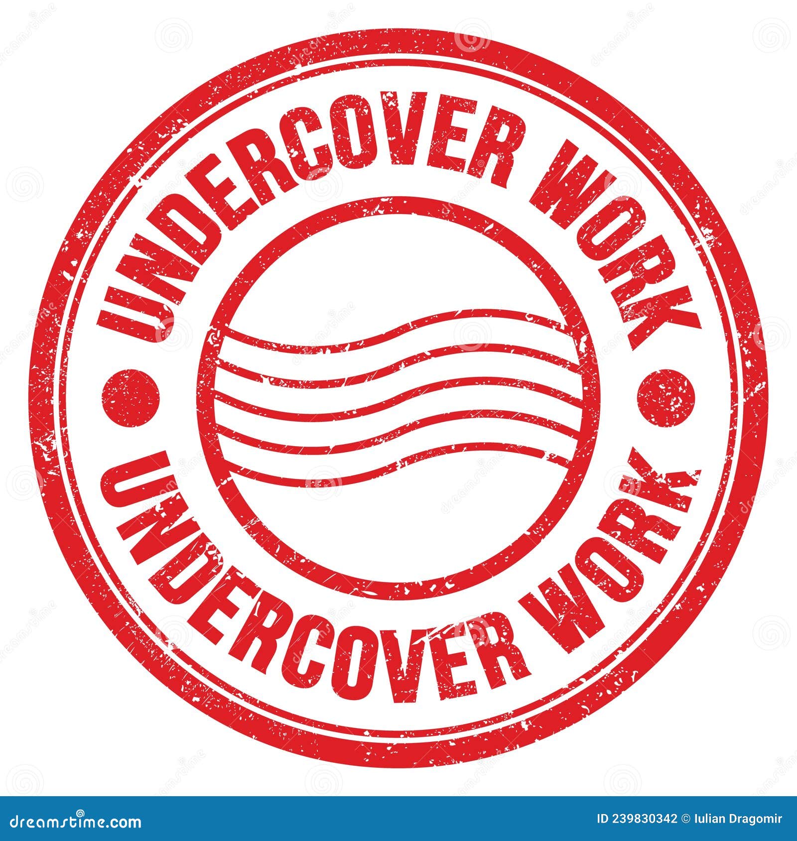 UNDERCOVER WORK Text Written on Red Round Postal Stamp Sign Stock ...