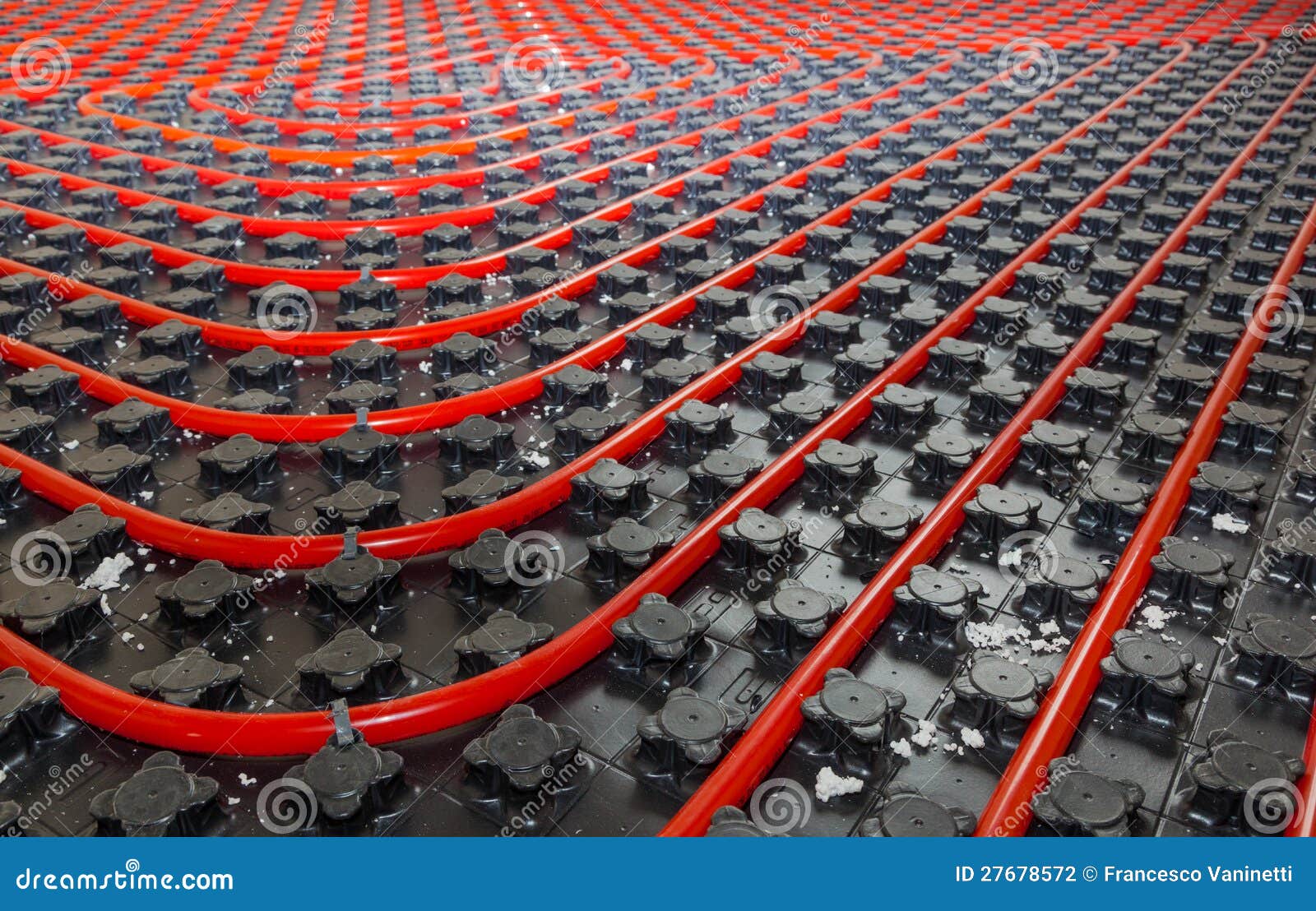 Underfloor Heating System Installation. Close Up On Water Floor Heating ...
