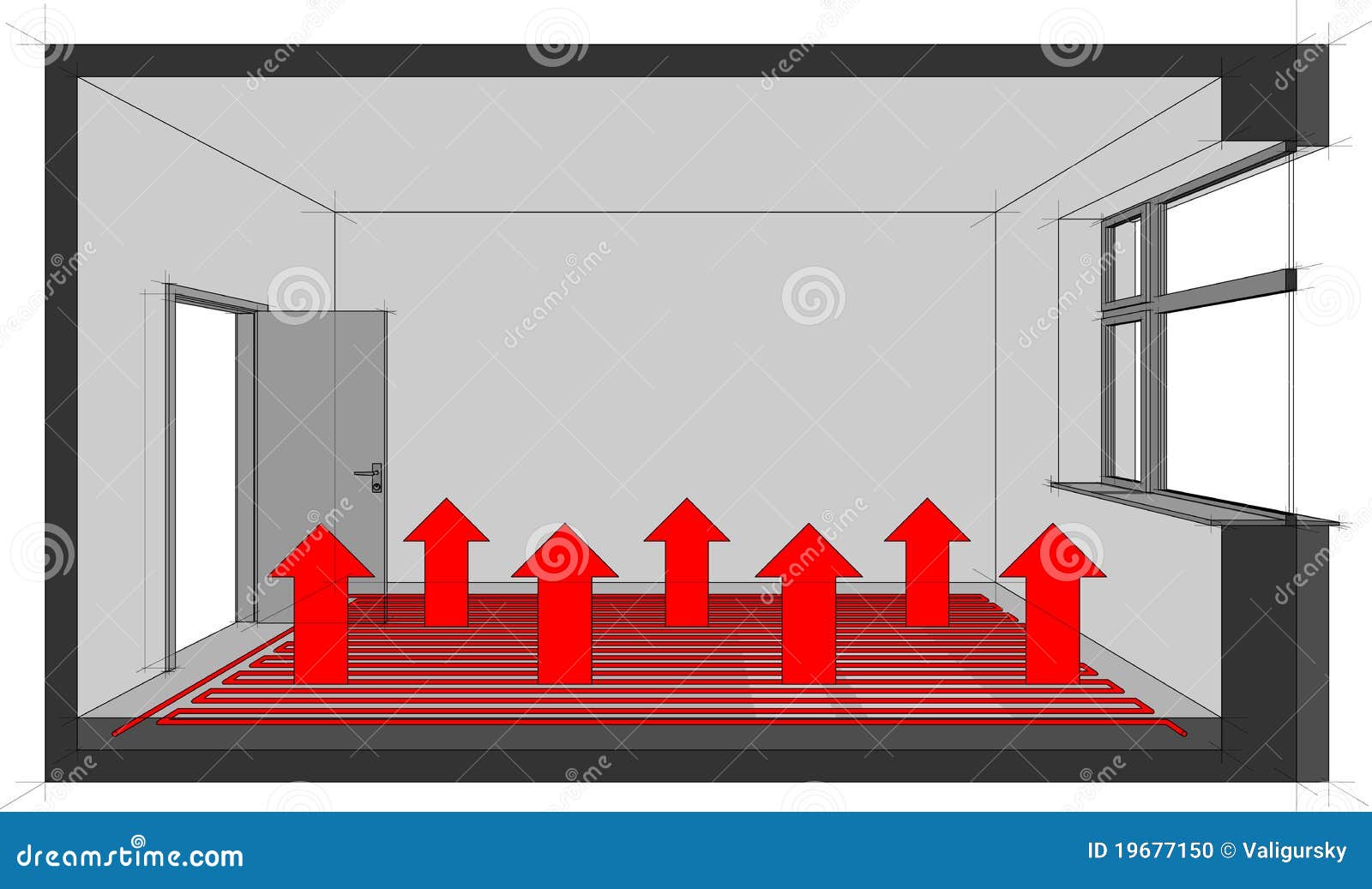 Underfloor heating diagram stock vector. Illustration of stream - 19677150